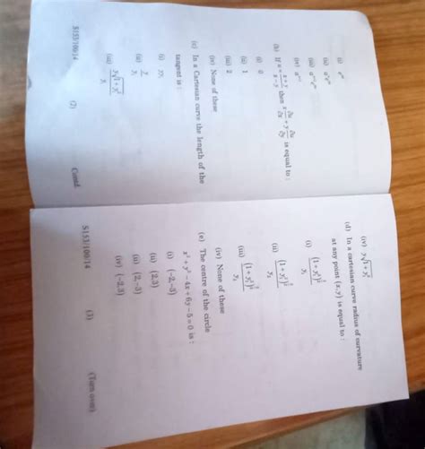 In A Cartesian Curve Radius Of Curvature Em At Any Point X Y Is Eq