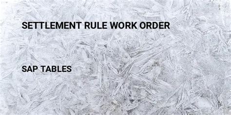 Settlement Rule Work Order Table In Sap