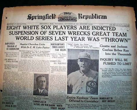 Terrific Black Sox World Series Scandal Issue