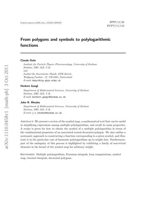 Pdf From Polygons And Symbols To Polylogarithmic Functions · Very