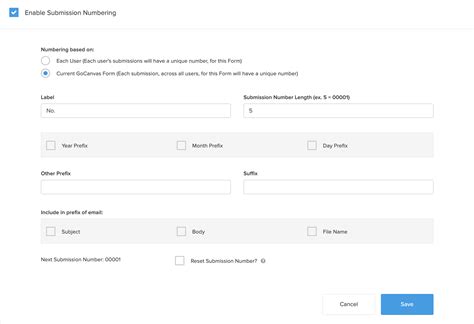 Configuring Submission Numbers Gocanvas Help Center