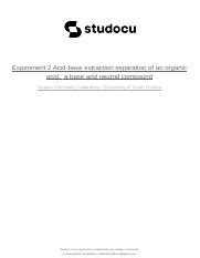 Acid Base Extraction Separation Of Organic Acid Base And Course Hero