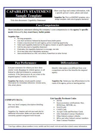 SAMPLE Capability Statements In PDF MS Word