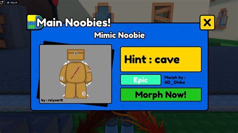 How To Get Mimic Noobie In Find The Noobies Morphs Roblox 2024 Youtube