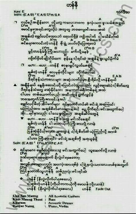 သီချင်းစာအုပ် ဂစ်တာလက်ကွက် စုစည်းမှု ေလျဖဴ၊အငဲ၊မ်ိဳးျကီး။ျကိုက္တယ္ေျပာ။