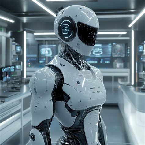 Female Robot In Futuristic Lab Research Ai Stock Illustration