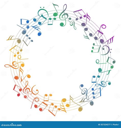 Circular Frame With Colored Musical Notes Dynamic Music Abstract Design Background Stock Vector