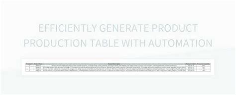 efficiently generate product production table with automation excel template free download