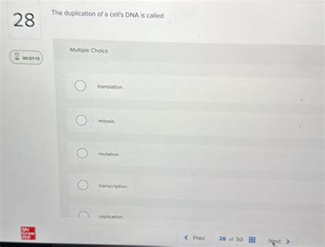 The Duplication Of A Cells Dna Is Called Multiple Choice Translation Mitosis Mutation