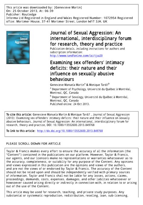 Pdf Examining Sex Offenders Intimacy Deficits Their Nature And