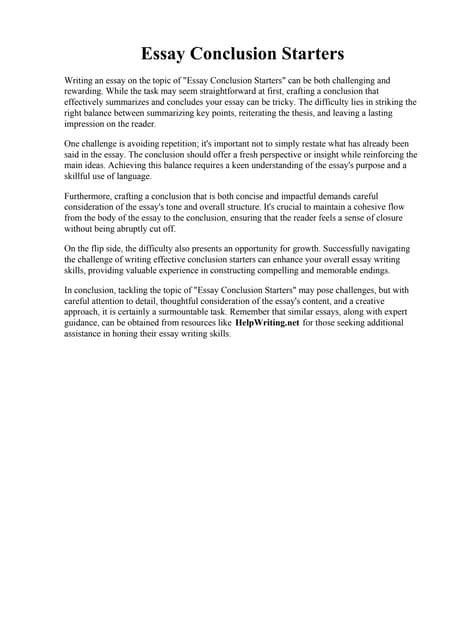 Essay Conclusion Starters Pdf Essay Conclusion Starters Pdf