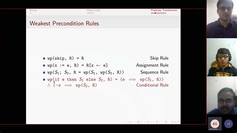 Interaction Meeting On Modules 186 190 Weakest Precondition Verfication Youtube