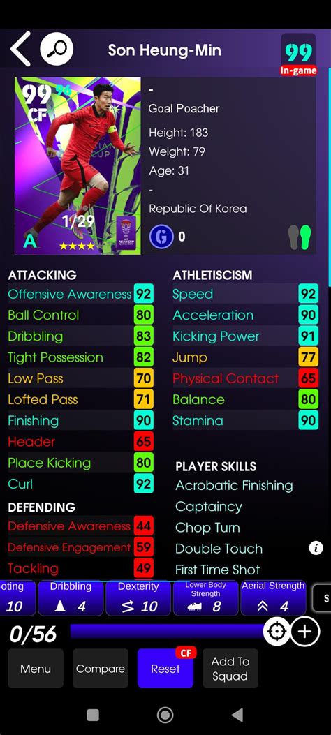 Heung Ming Son Korean Republic Card Need Some Skills Tips R Efootball