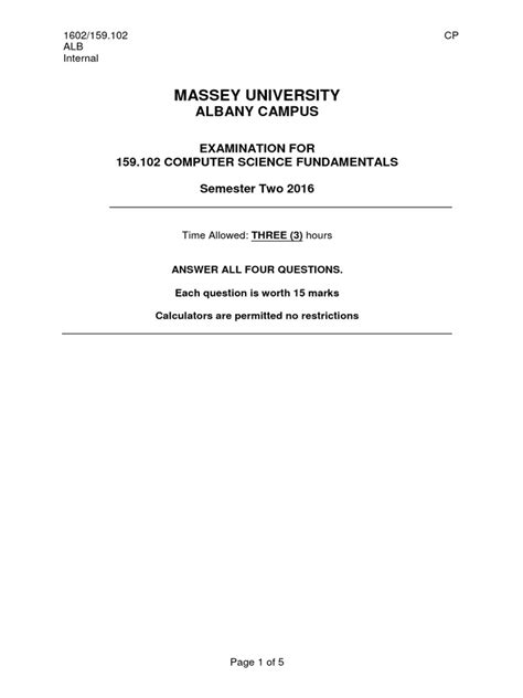 159 102 computer science fundamentals massey exam s2 2016 pdf