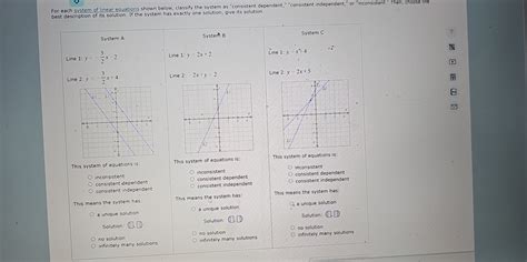 Solved For Each System Of Linear Equations Shown Below Classify The