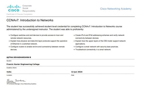 Ajitha Devadharshini On Linkedin Cisco Ccna Networking Continuouslearning