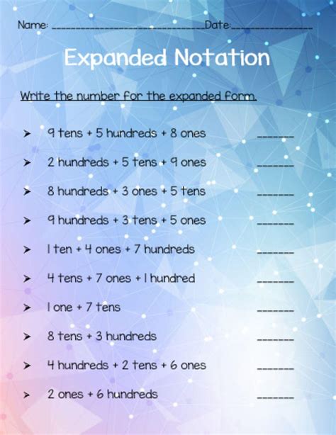 Expanded Form Chart