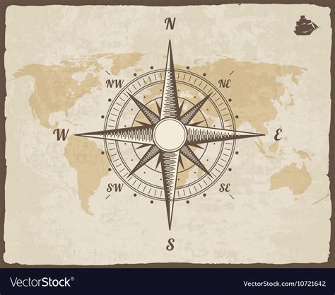 Vintage Nautical Compass Old World Map Royalty Free Vector