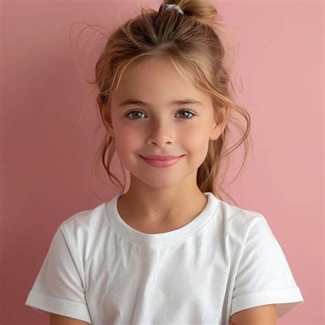 Premium Photo Young Girl 10 Years Old Wearing White Tshirt Portrait Photo