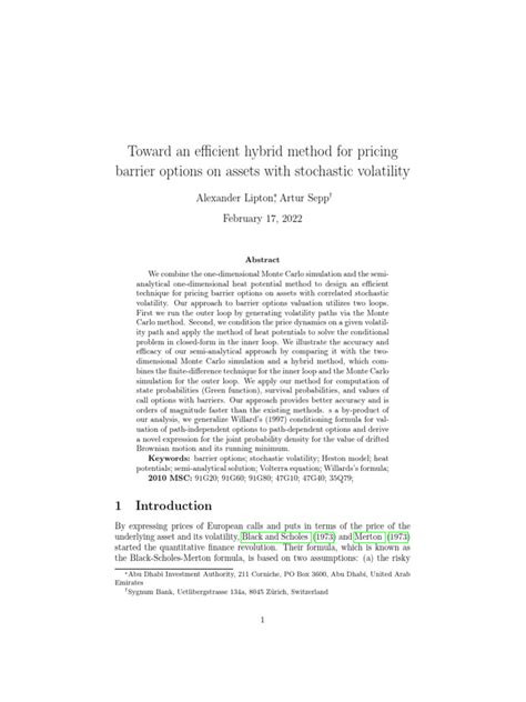 Toward An Efficient Hybridpricin Pdf Option Finance Black Scholes Model