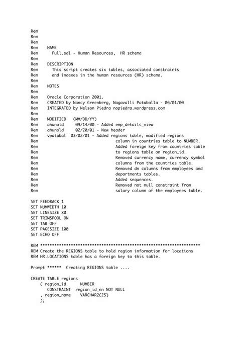 Pdf Full Script Human Resources For Oracle Database Dokumentips
