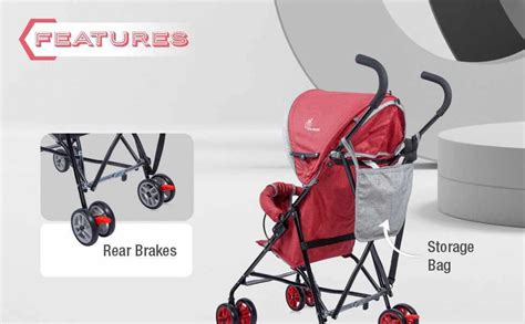 Pixie Buggy Stroller Easy To Fold And Store Uv Sun Protection Canopy Rear Brakes Storage Bag