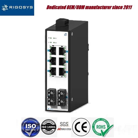 8 Port 100m Industrial Grade Din Rail Unmanaged Fiber Optical Access Ethernet Network Switch