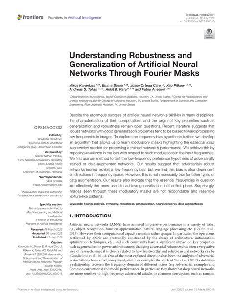 Pdf Understanding Robustness And Generalization Of Artificial Neural