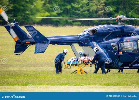 Emergency Patient Transportation On Medical Helicopter By Ems Doctors