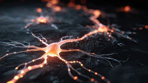 Glowing Neuron Network Microscopic Neural Connections Stock Illustration Illustration Of