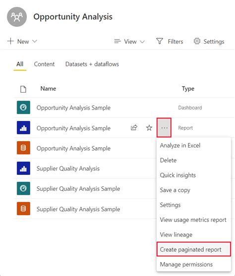 Create A Paginated Report From A Power Bi Report Or Dataset Power Bi Microsoft Learn