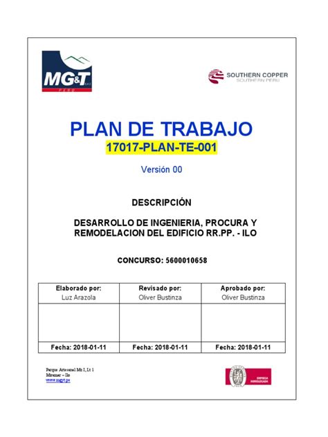 Plan De Trabajo Pdf Sectores Economicos Ingeniería De Edificación