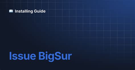 Issue Bigsur Installing Guide