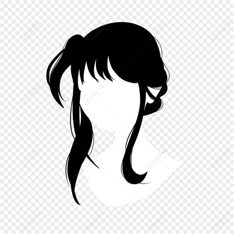 긴 검은 머리를 가진 귀여운 일러스트 아가씨 헤어 스타일모델링이발 Png 일러스트 무료 다운로드 Lovepik