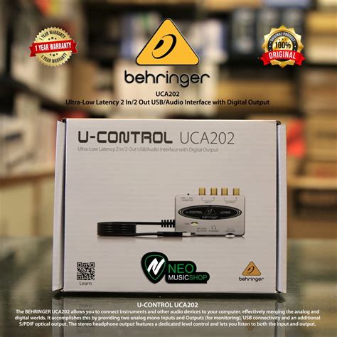 Behringer Uca202 Ultra Low Latency 2 In 2 Out Usb Audio Interface Neo Music