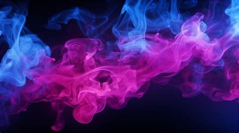 Розовый дым на черном фоне с синим фоном Премиум Фото