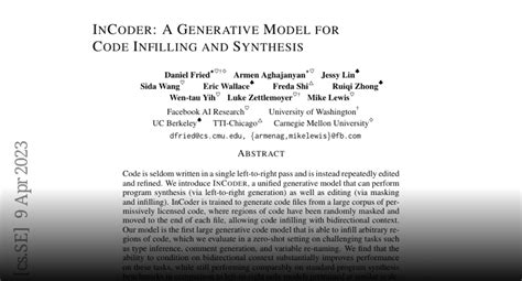 Paper Page Incoder A Generative Model For Code Infilling And Synthesis