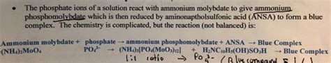 Solved The Phosphate Ions Of A Solution React With Ammonium Molybdate To 1 Answer