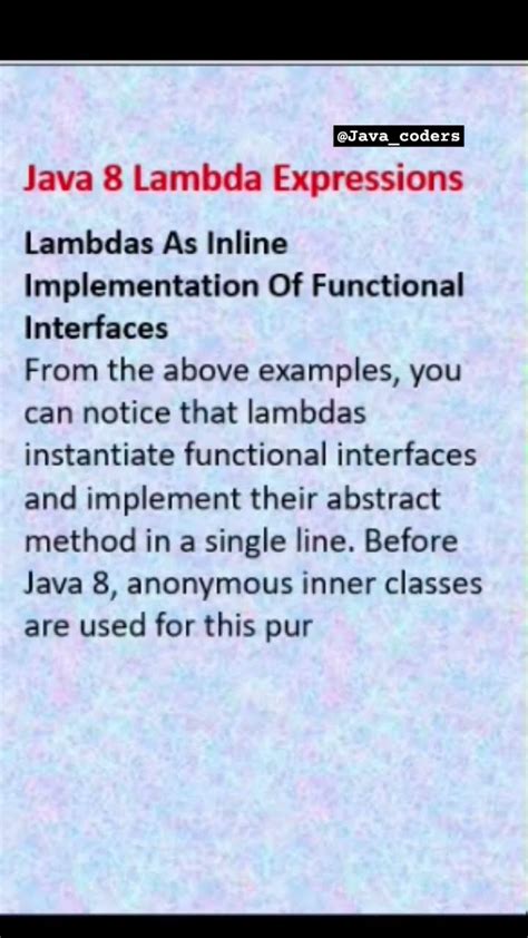 Lambdas As Inline Implementation Of Functional Interfaces Question