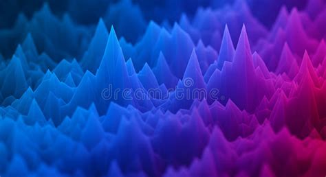 Abstract Digital Landscape With Spikes And Blue Purple Gradient Stock