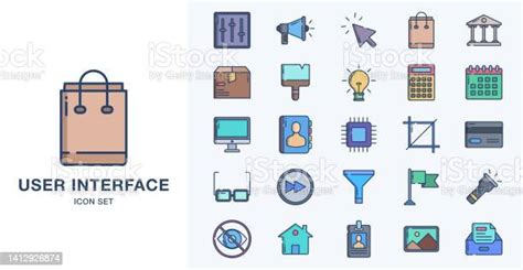 Basic Ui Essential Icon Web Icon Set Linear Coloured Icon Set Stock