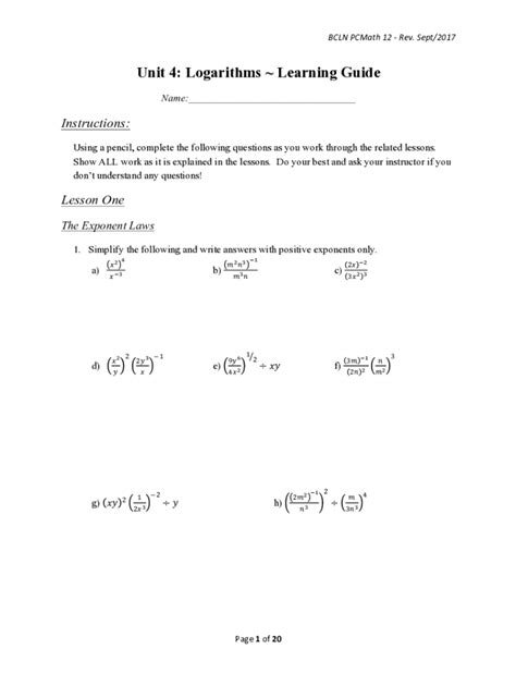 Fillable Online Transformation Of Logarithmic Functions Worksheet Fax Email Print Pdffiller
