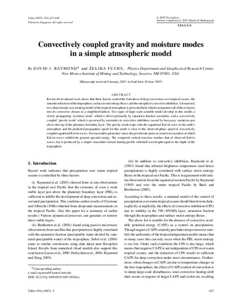 Pdf Convectively Coupled Gravity And Moisture Modes In A Simple Atmospheric Model