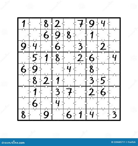 Simple Greater Than Sudoku Game Vector Illustration Stock Vector