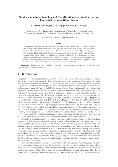 Pdf Nonlocal Vibration Analysis Of Nano Beams