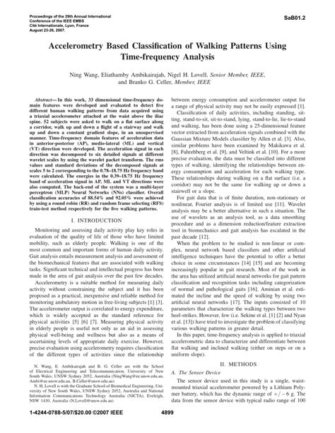 Pdf Accelerometry Based Classification Of Walking Patterns Using Time Frequency Analysis