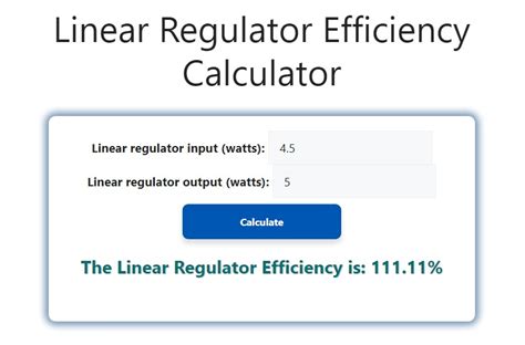 Linear Regulator Efficiency Calculator Savvy Calculator
