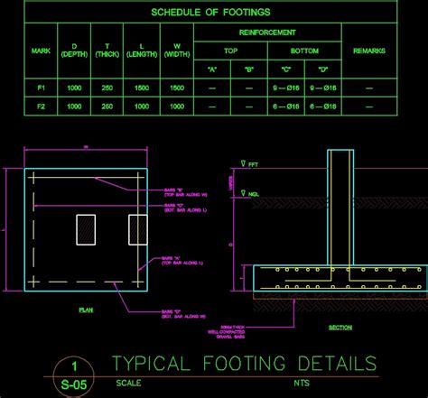 D Design Of Column Footing And Foundation Detail Design In Autocad Drawing Cad File Dwg File