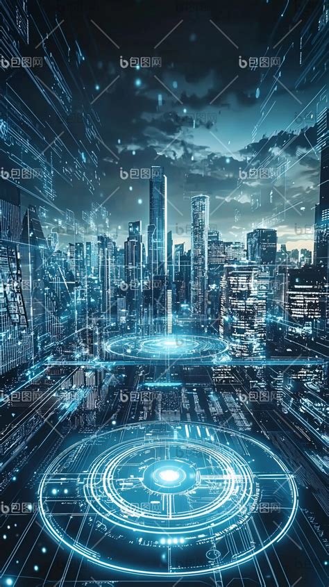 未来科技感城市夜景中的机器人图片 包图网企业站