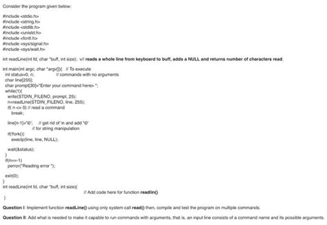Solved Int Readlineint Fd Char Buff Int Size V Reads